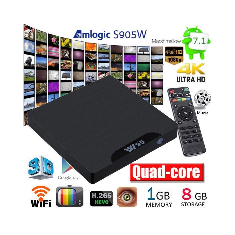 Décodeur multimédias Smart TV Box Android 7.1 W95 1G/8G à seulement...